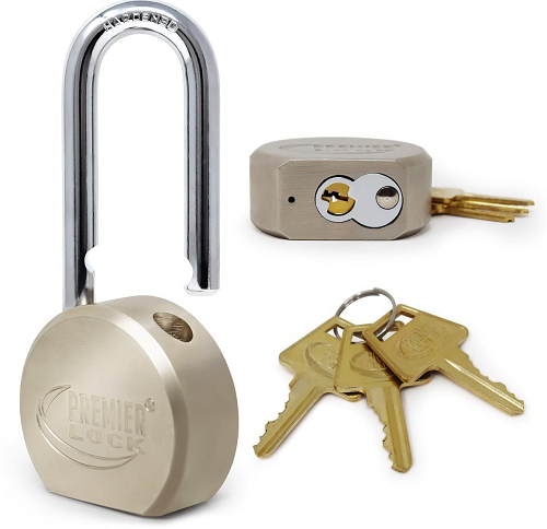 2-5/8" Premier Solid Steel, Commercial, Keyed, Gate Padlock with Long ...