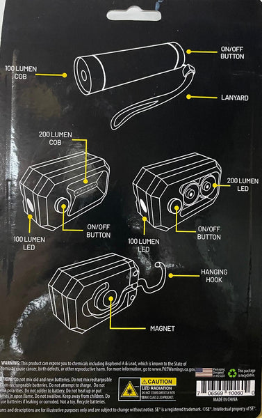 Utility Flashlight / Worklight Set With Super Bright White LEDs JFL934 ...
