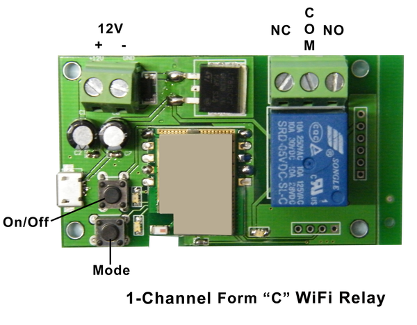1-Channel WiFi Controlled Relay w/ Form “C” Contact for Android JWIFI ...